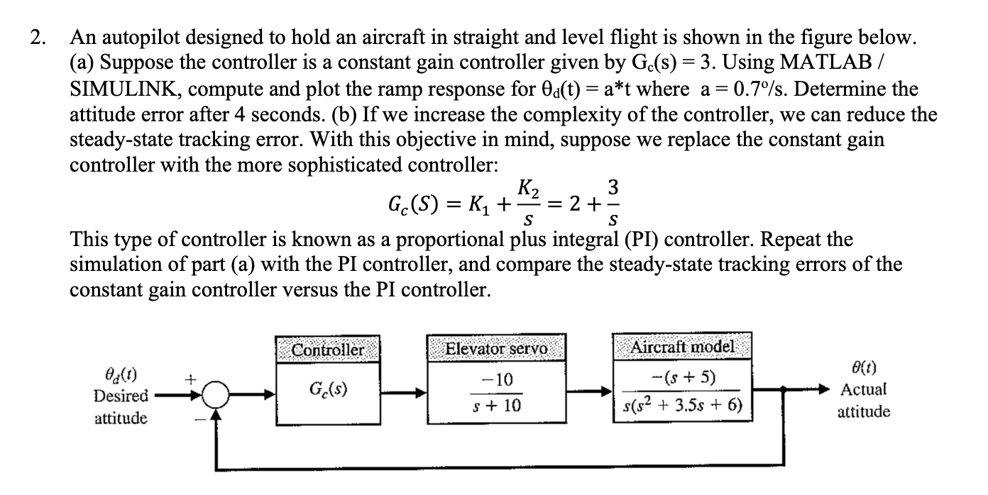 An autopilot designed to hold an aircraft in straight | Chegg.com