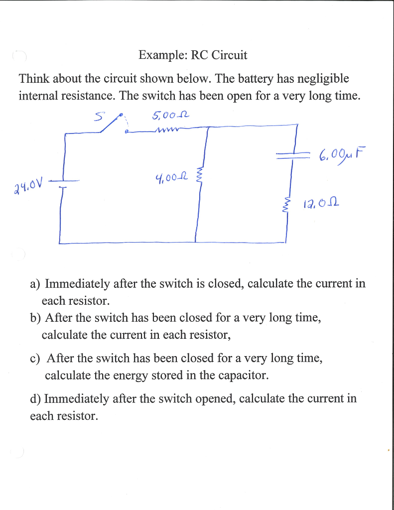 Solved Example: RC Circuit Think about the circuit shown | Chegg.com