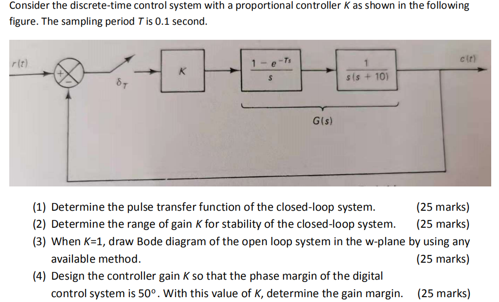 Solved Consider the discrete-time control system with a | Chegg.com