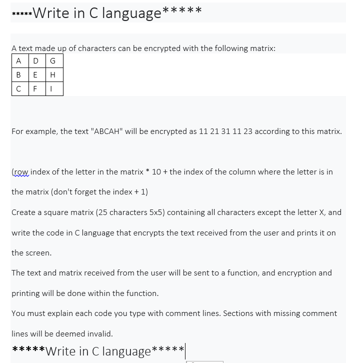 Solved *****Write in C language* A text made up of | Chegg.com