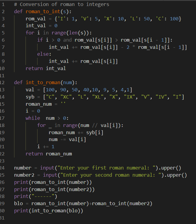 Solved 1 2 3 4 л в # Conversion of roman to integers def | Chegg.com