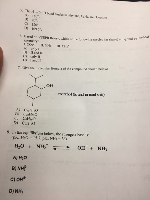 Solved The H-C-H bond angles in ethylene, C_2H_4, are | Chegg.com