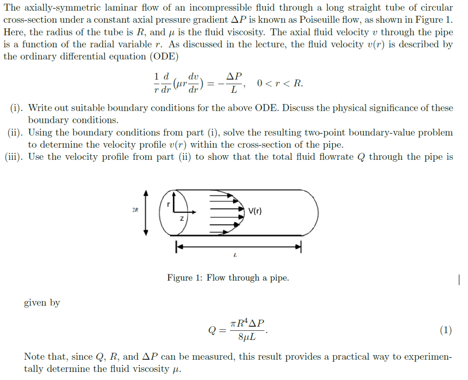 Solved The axially-symmetric laminar flow of an | Chegg.com