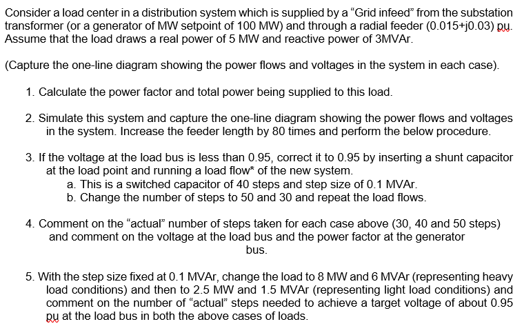 Solved Consider a load center in a distribution system which | Chegg.com