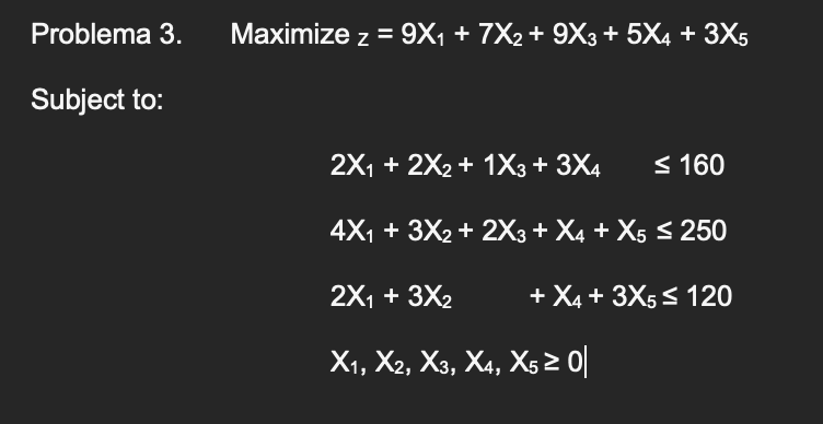 Solved Exercise III. Using the Simplex Tabular method. Find | Chegg.com