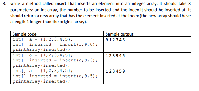 Solved 3. write a method called insert that inserts an | Chegg.com