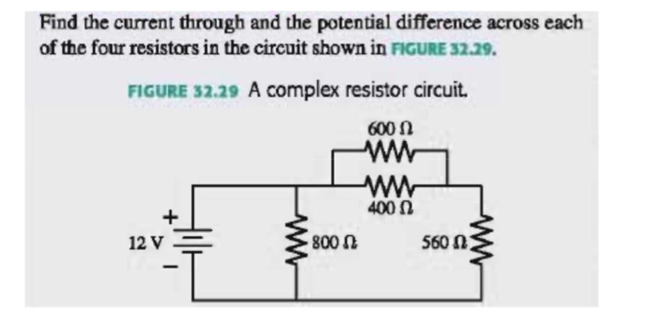 Solved Find the current through and the potential difference | Chegg.com