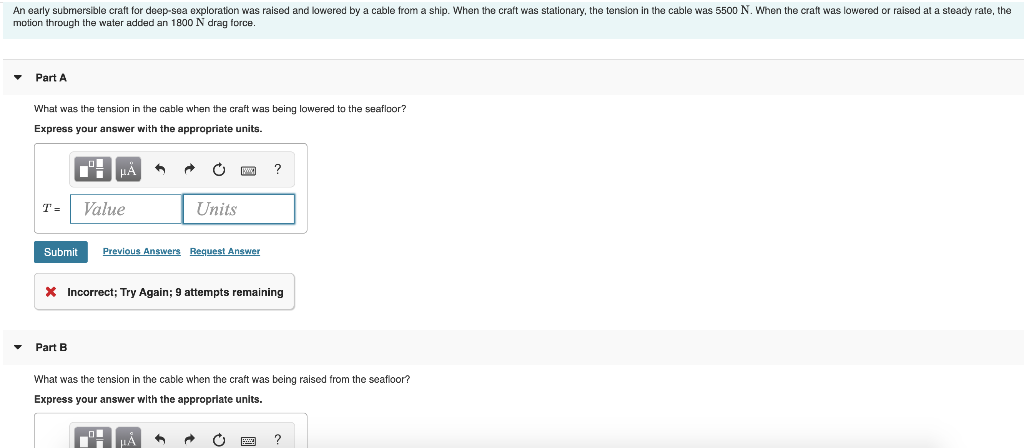 Solved An early submersible craft for deep-sea exploration | Chegg.com
