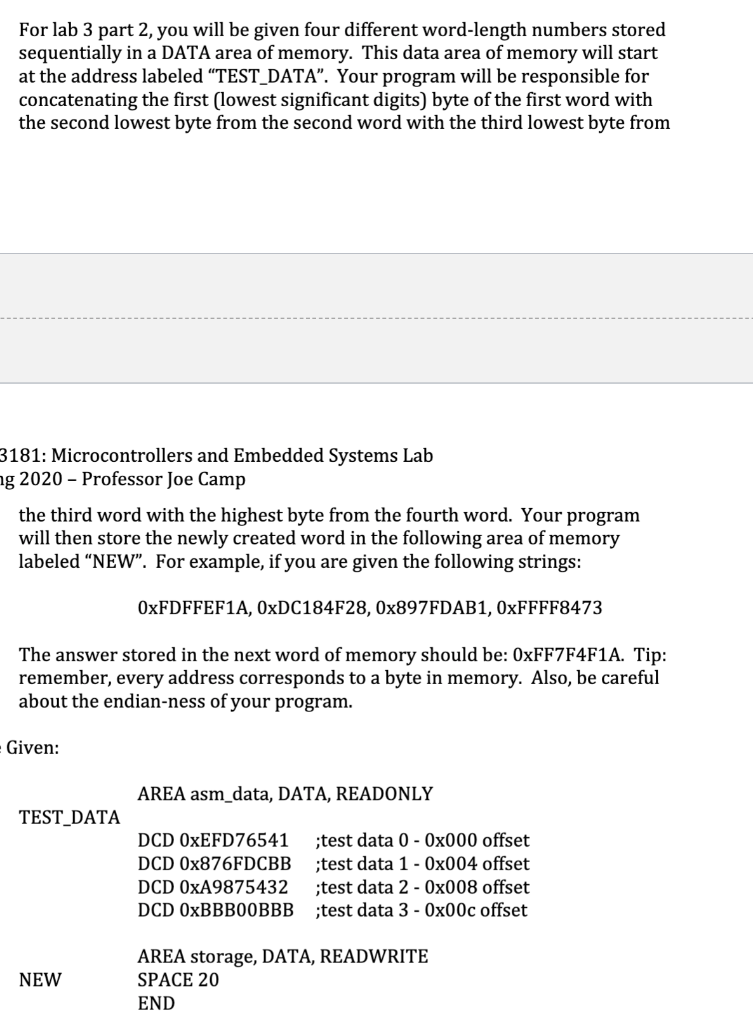 For lab 3 part 2, you will be given four different | Chegg.com