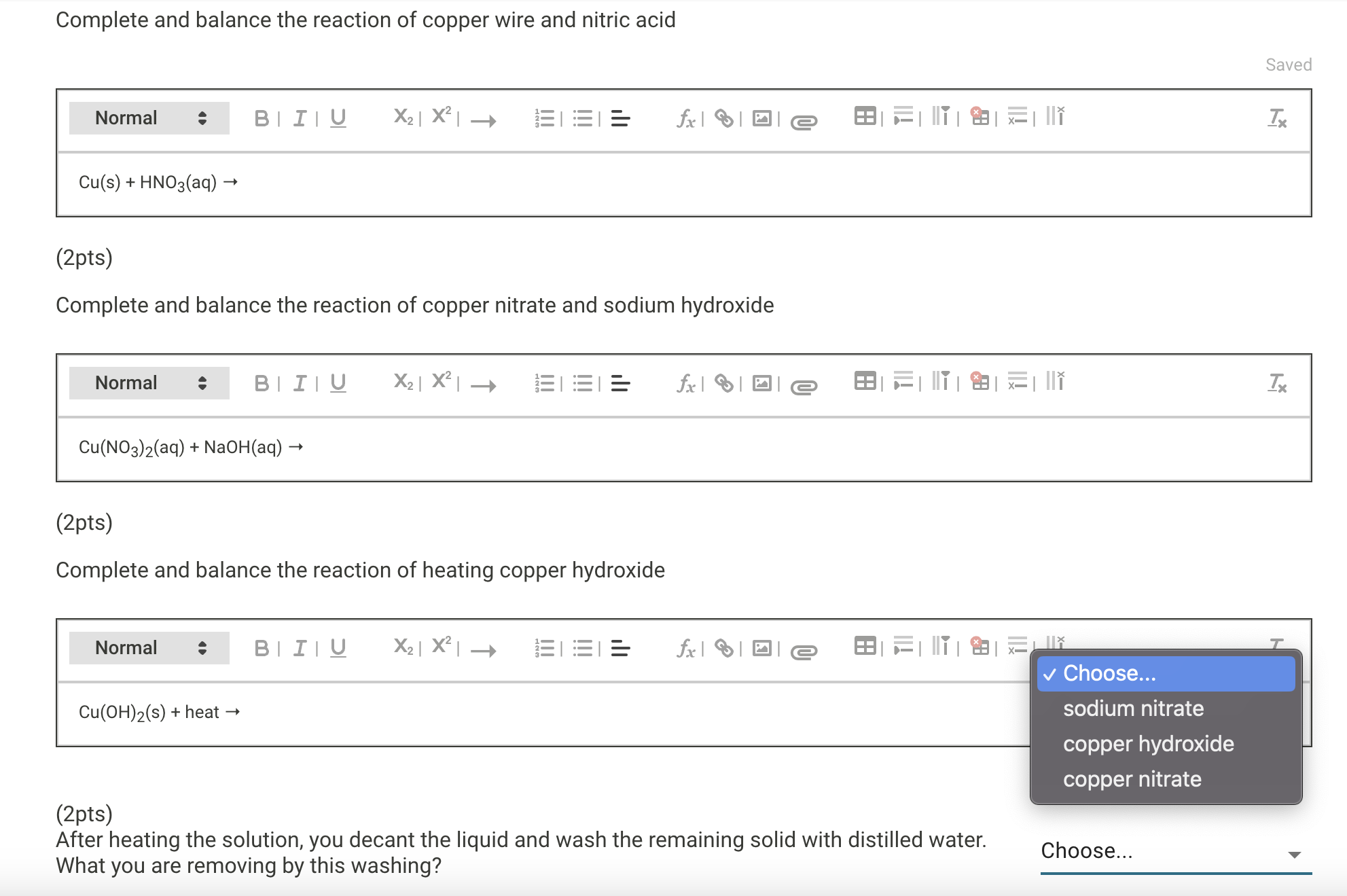 Solved Complete and balance the reaction of copper wire and | Chegg.com
