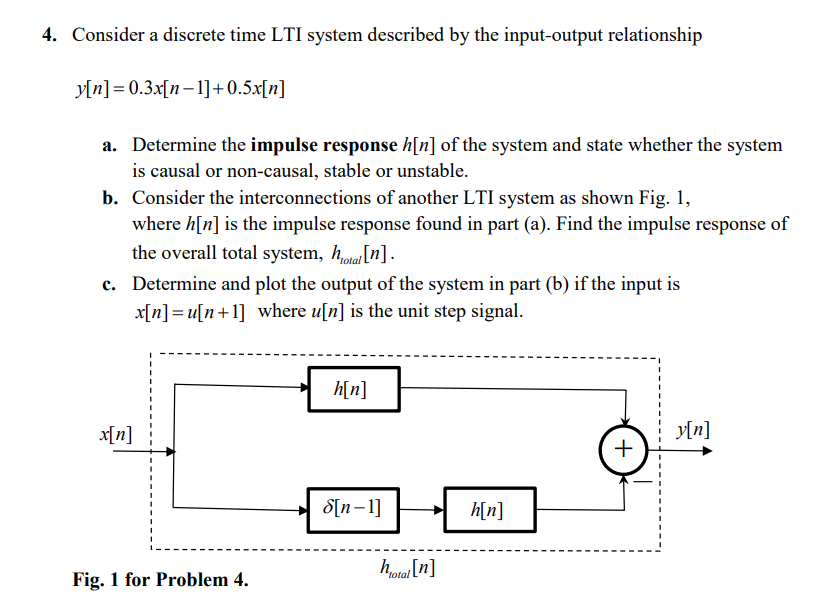 Solved 4 Consider A Discrete Time Lti System Described By