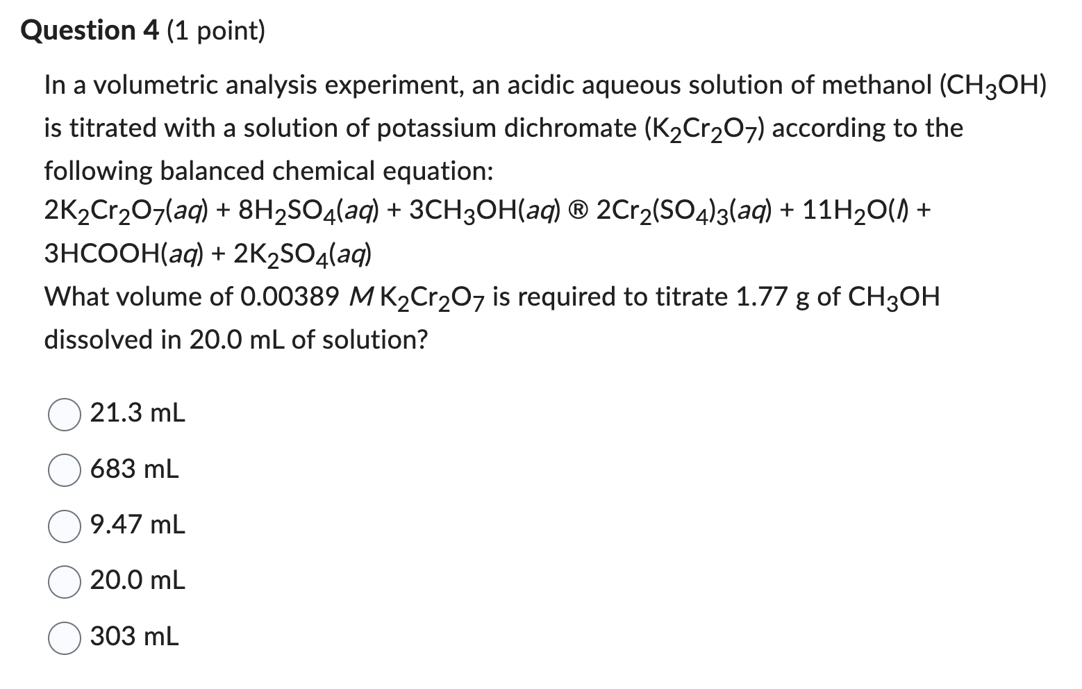 Solved In a volumetric analysis experiment, an acidic | Chegg.com