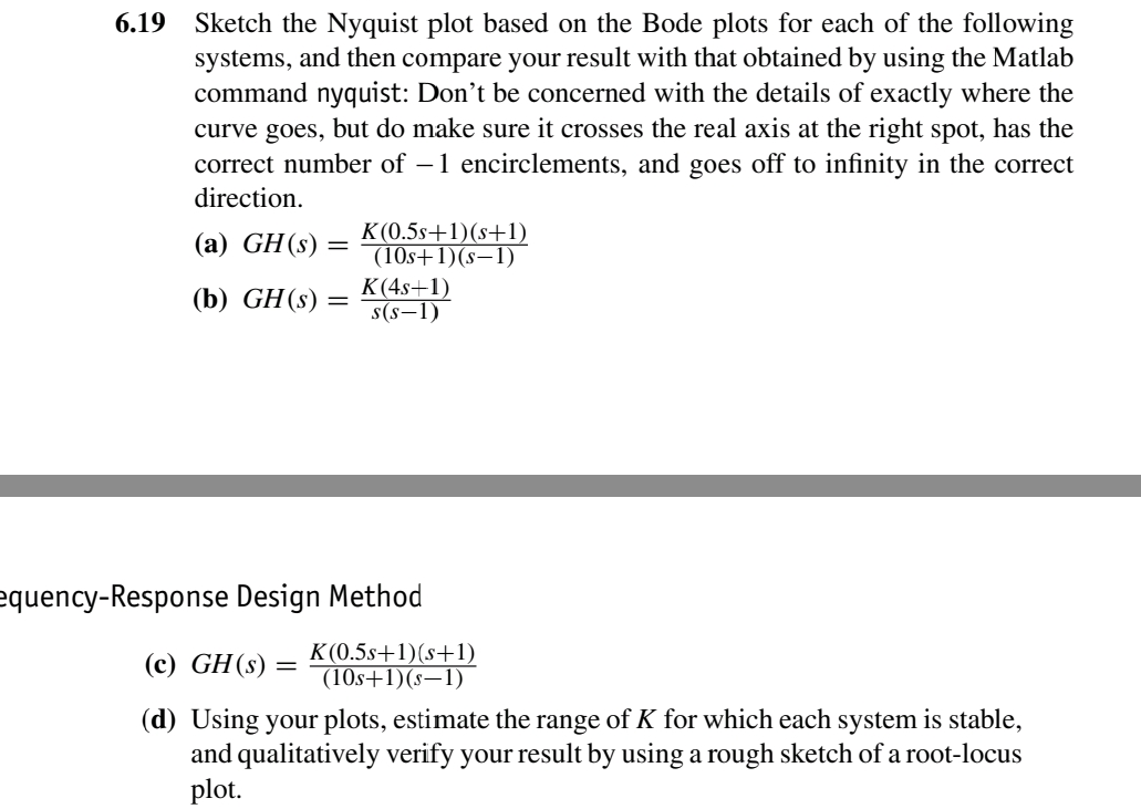 Solved 6.19 Sketch the Nyquist plot based on the Bode plots | Chegg.com