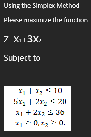 Solved Using the Simplex Method Please maximize the function | Chegg.com