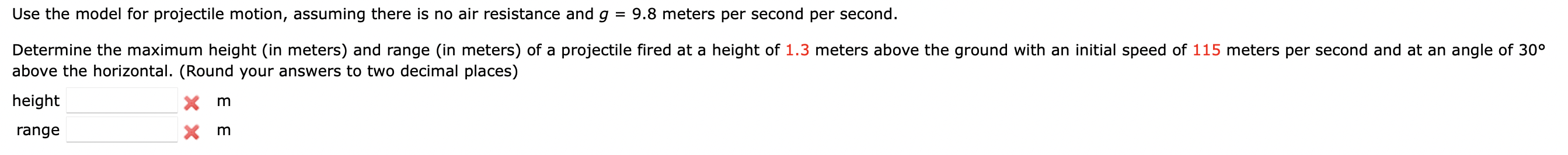 Solved Use the model for projectile motion, assuming there | Chegg.com