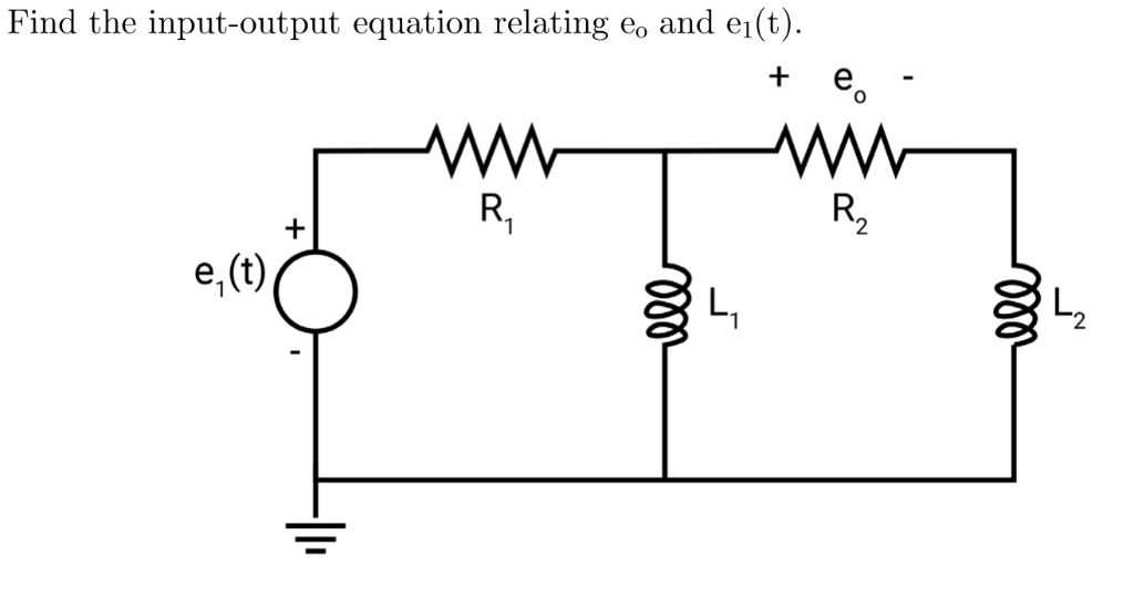 Solved Find the input-output equation relating eo and e(t) + | Chegg.com