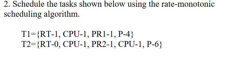Solved 2. Schedule the tasks shown below using the | Chegg.com