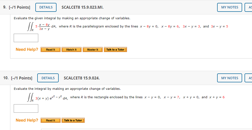 Solved 9. [-/1 Points] DETAILS SCALCET8 15.9.023.MI. MY | Chegg.com