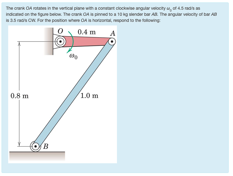 The crank OA rotates in the vertical plane with a | Chegg.com