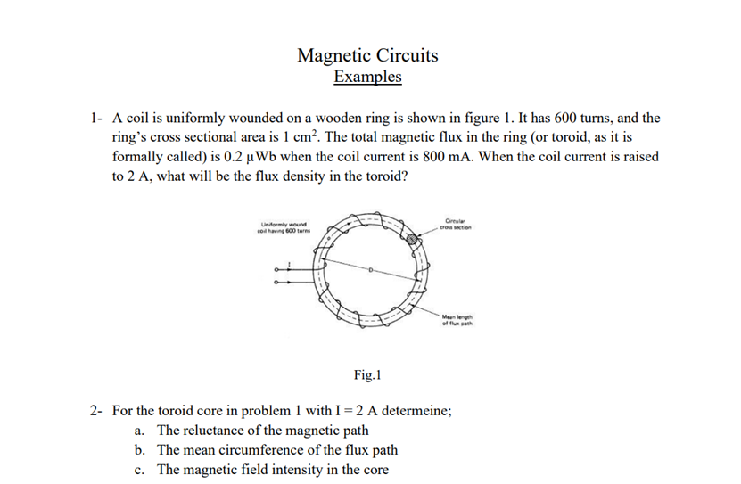 Solved 1- A coil is uniformly wounded on a wooden ring is | Chegg.com