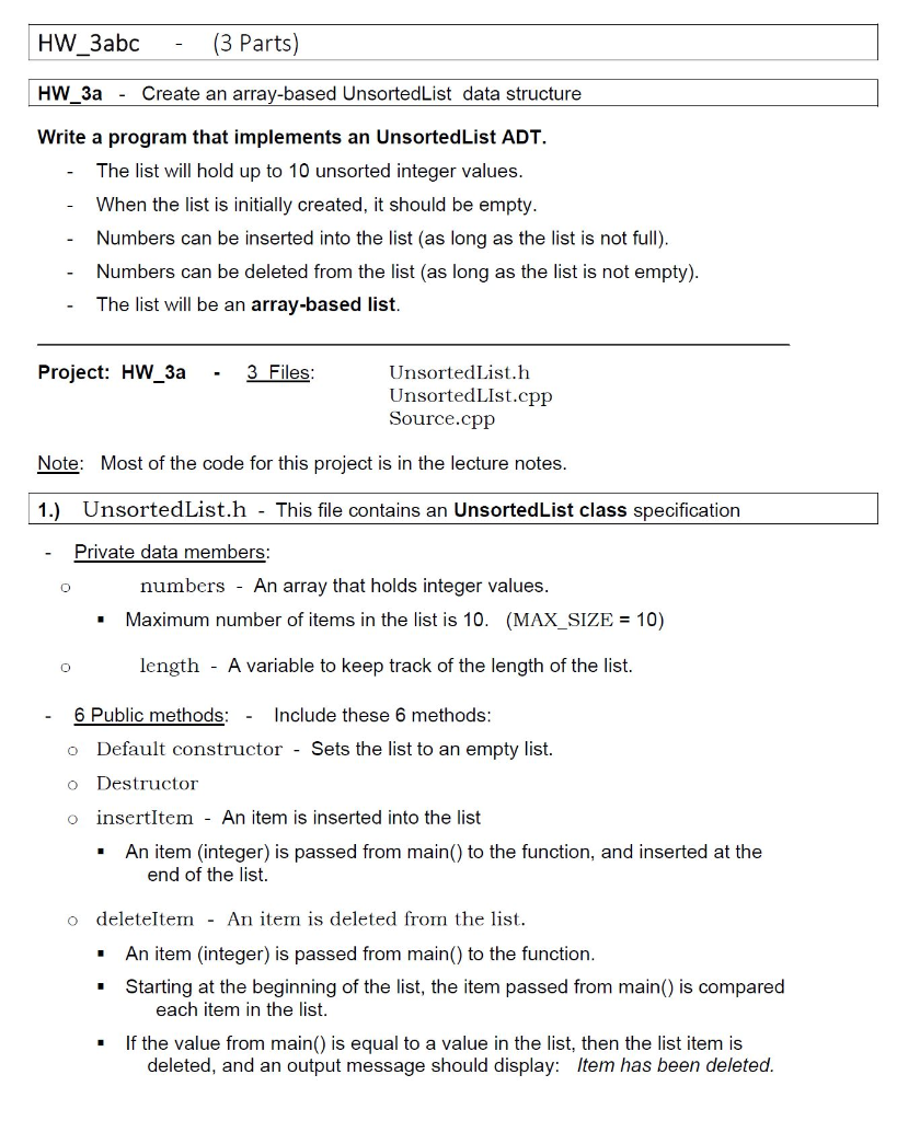 Solved HW_3abc (3 Parts) HW_3a - Create an array-based | Chegg.com
