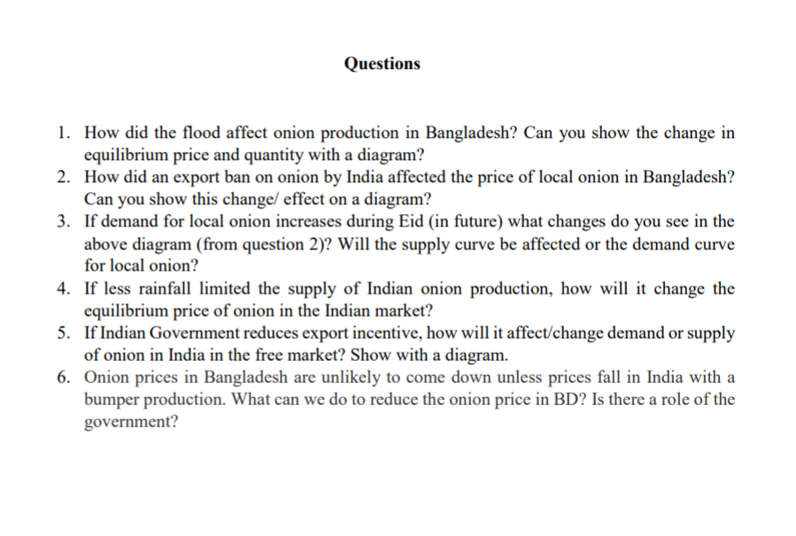 Solved Questions 1. How did the flood affect onion | Chegg.com