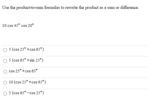 Solved Use the product-to-sum formulas to rewrite the | Chegg.com