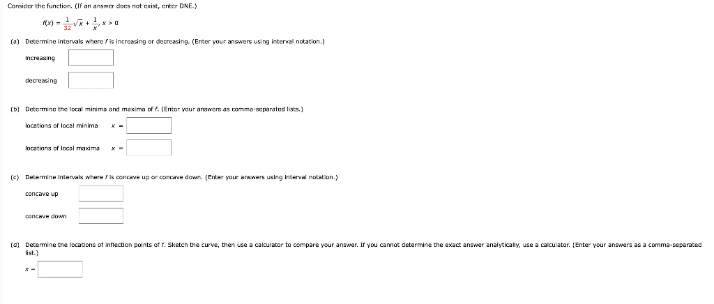 Solved Consider the function. (If an answer does not exist, | Chegg.com