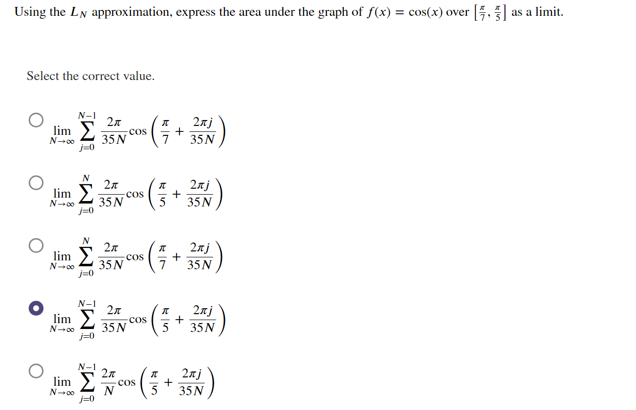 Solved Using the LN ﻿approximation, express the area under | Chegg.com