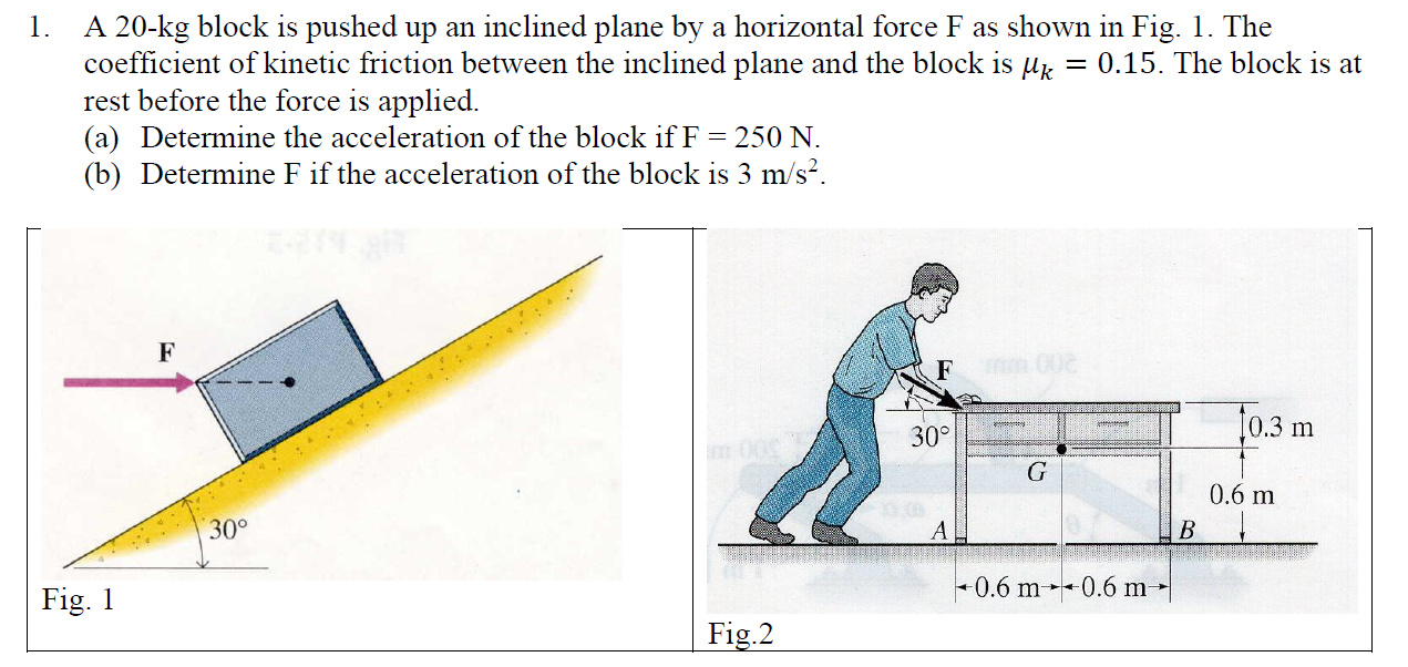 Solved A 20-kg block is pushed up an inclined plane by a | Chegg.com