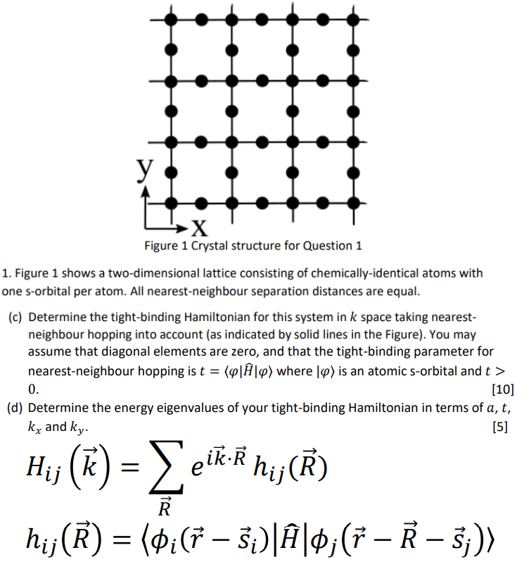 Solved у X Figure 1 Crystal structure for Question 1 1. | Chegg.com