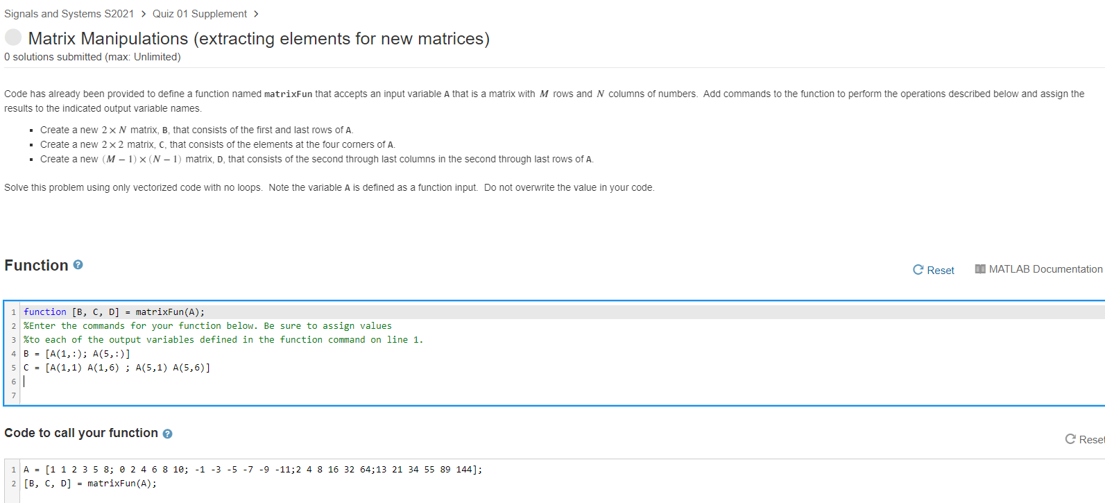 Solved Signals and Systems S2021 > Quiz 01 Supplement > | Chegg.com