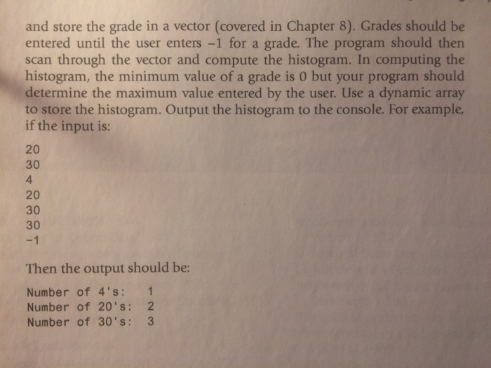 Solved 8 Write A Program That Outputs A Histogram Of 6773