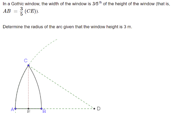 Solved In a Gothic window, the width of the window is 3/5th | Chegg.com