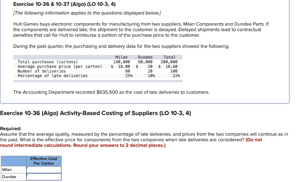Solved Exercise 10-36 & 10-37 (Algo) (LO 10-3, 4) (The | Chegg.com