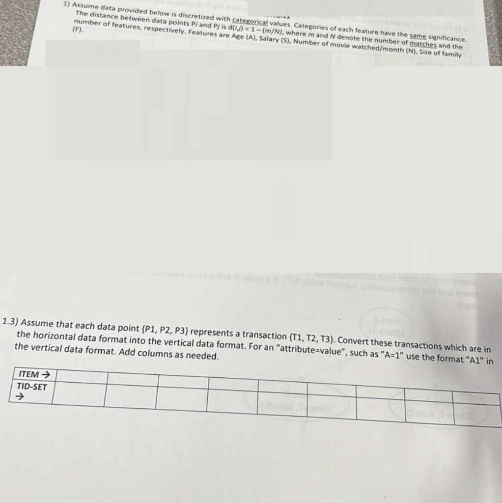 Solved 1) Assume data provided below is discretized with | Chegg.com