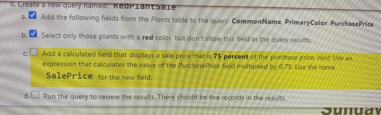Solved a Add the following fields from the Plonts table to | Chegg.com
