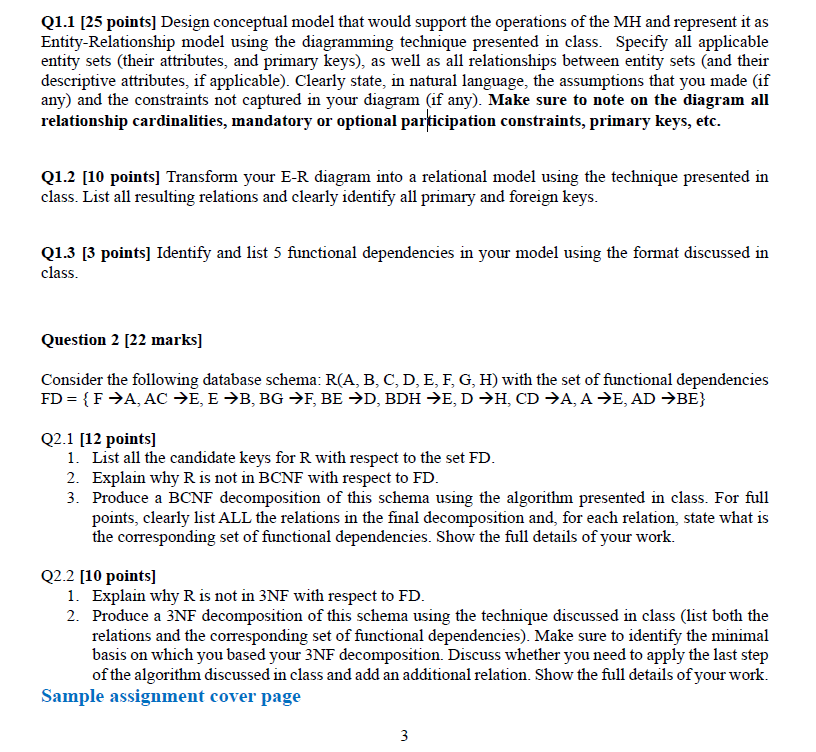 Solved Q1. Entity-Relationship ModelingThe government of the | Chegg.com