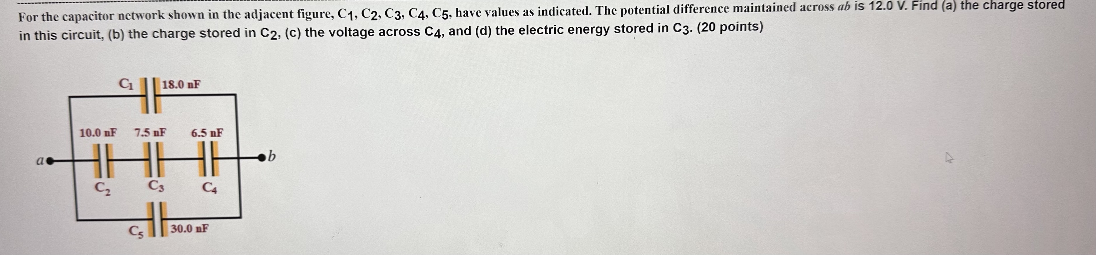 Solved For the capacitor network shown in the adjacent | Chegg.com