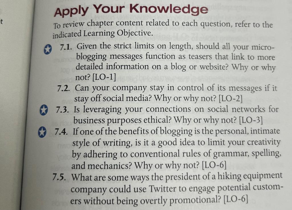 Solved t Apply Your Knowledge To review chapter content | Chegg.com