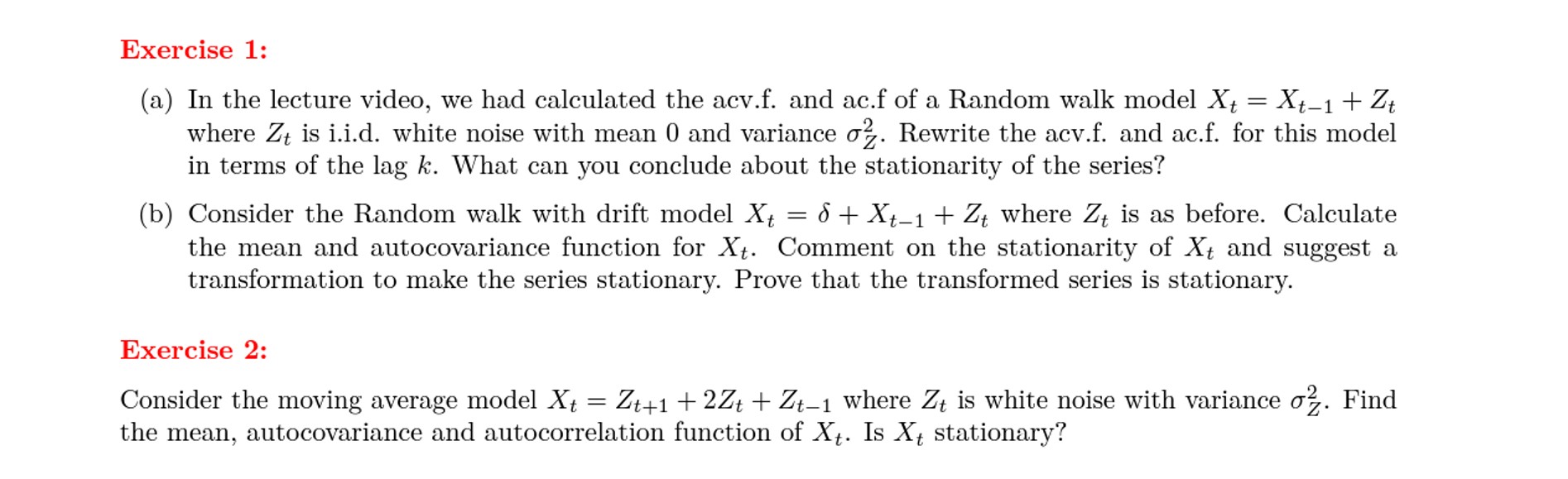 Solved Exercise 2:Consider the moving average model | Chegg.com