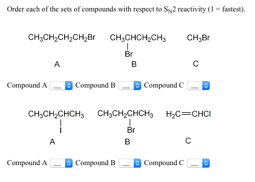 Solved Order each of the sets of compounds with respect to | Chegg.com