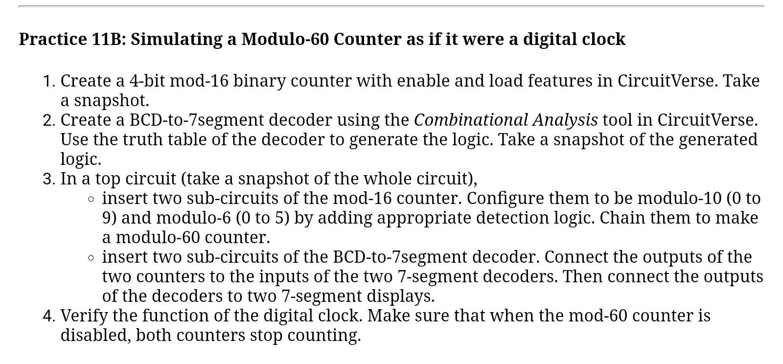 Solved Practice 11B: Simulating a Modulo-60 Counter as if it | Chegg.com