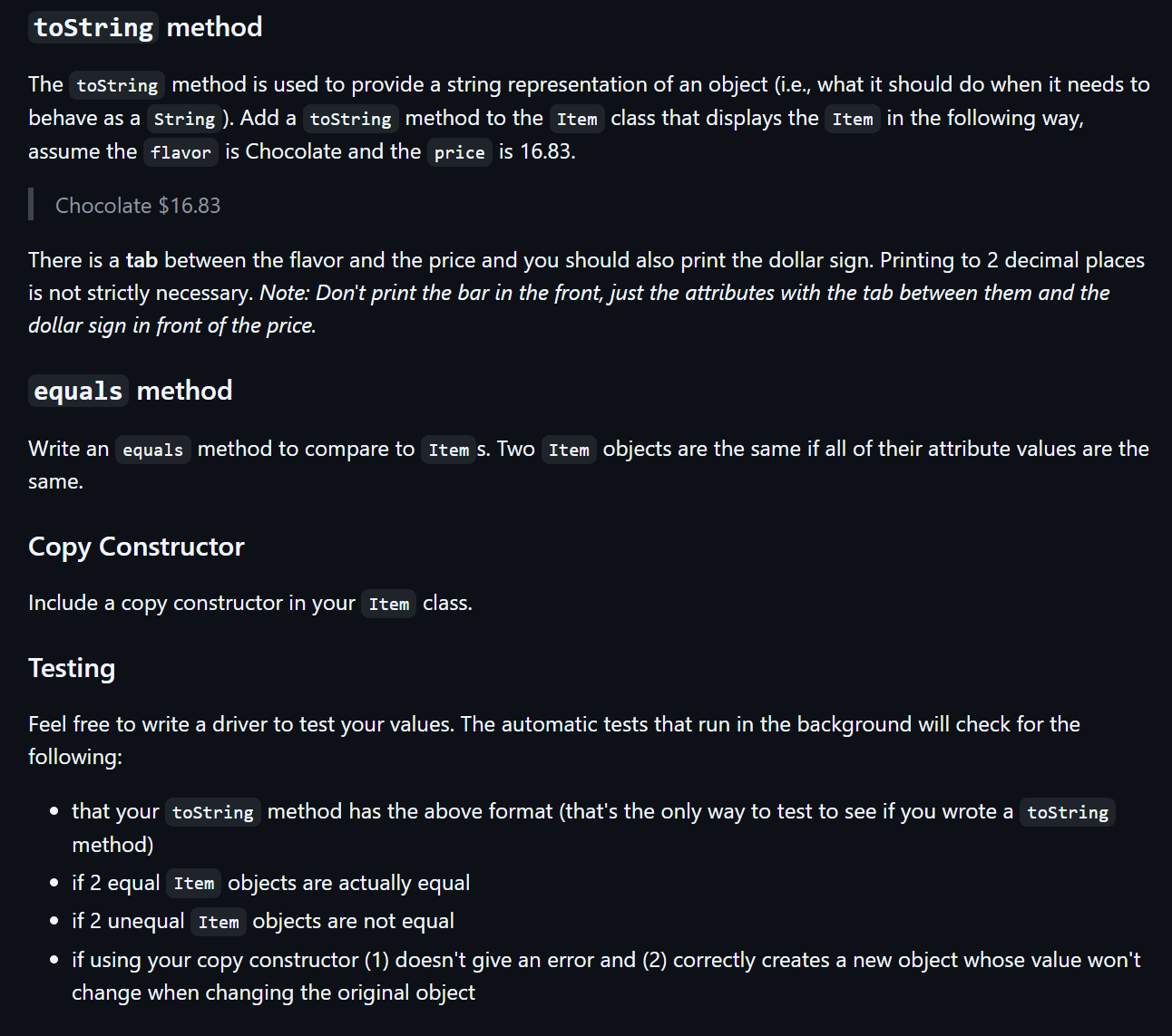 Solved toString methodThe toString method is used to provide | Chegg.com