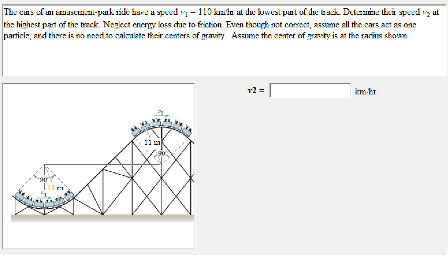Solved = The cars of an amusement park ride have a speed v1 | Chegg.com