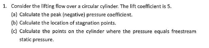 Solved 1. Consider the lifting flow over a circular | Chegg.com