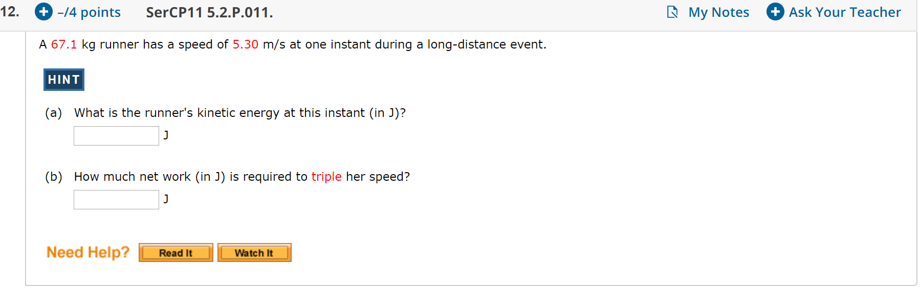 Solved 12 14 Points Sercp11 5 2 P 011 My Notes Ask