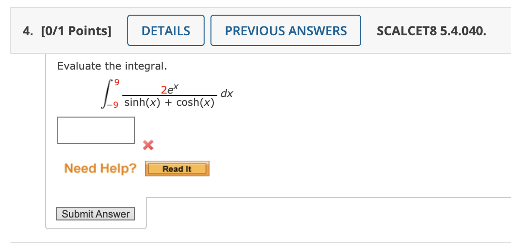 Solved 4. [0/1 Points] DETAILS PREVIOUS ANSWERS SCALCET8 | Chegg.com