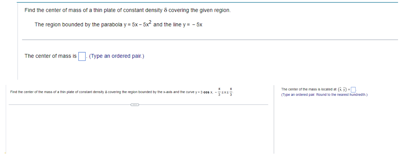 Solved Find the center of mass of a thin plate of constant | Chegg.com