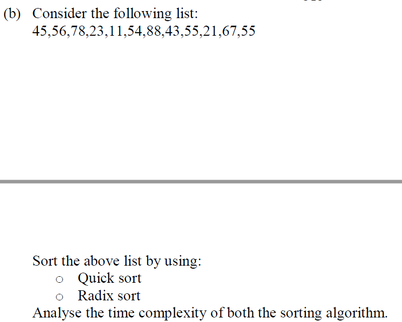 Solved b) Consider the following list: | Chegg.com